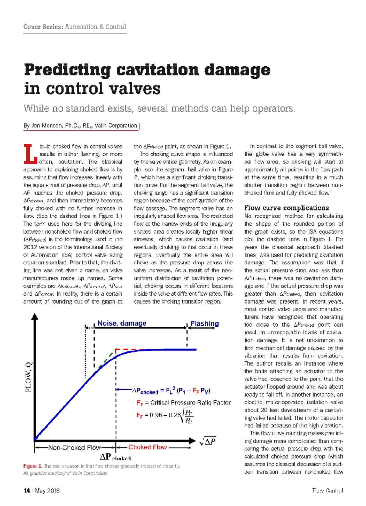 Predicting Cavitation Damage in Control Valves - Ingeniería de Fluidos ...