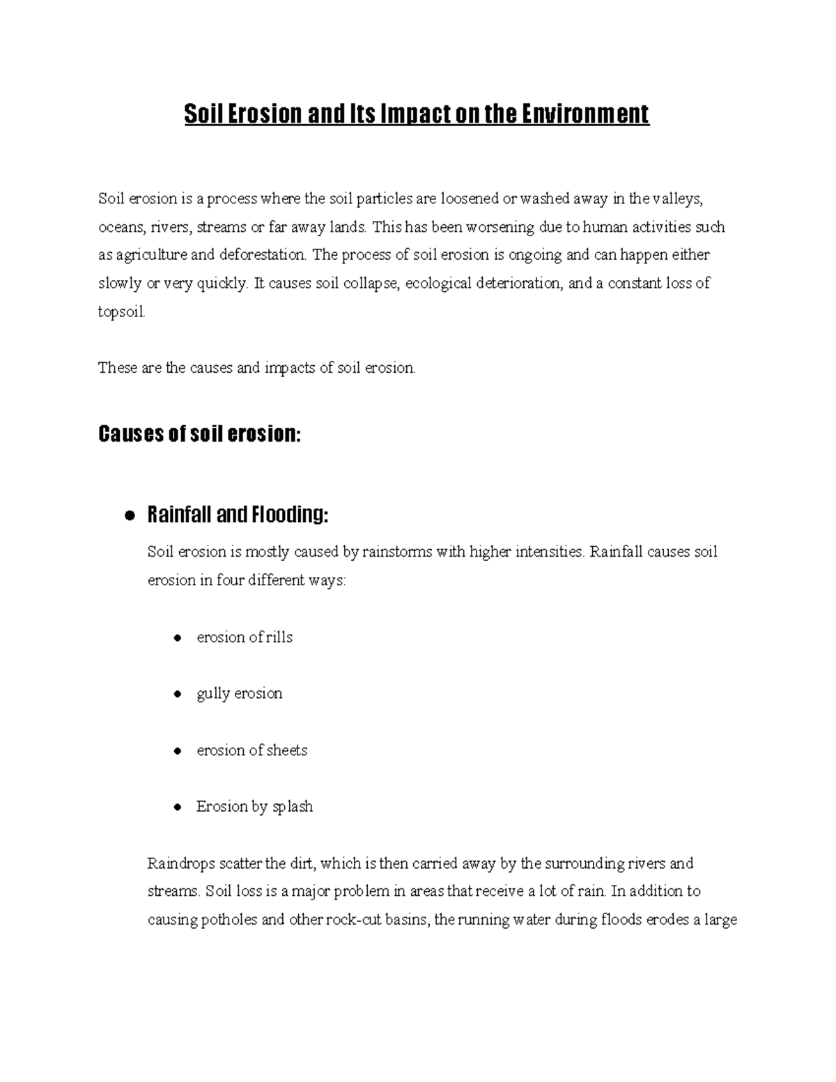 Soil Erosion and Its Impact on the Environment 212017 43 ENV103 Section ...