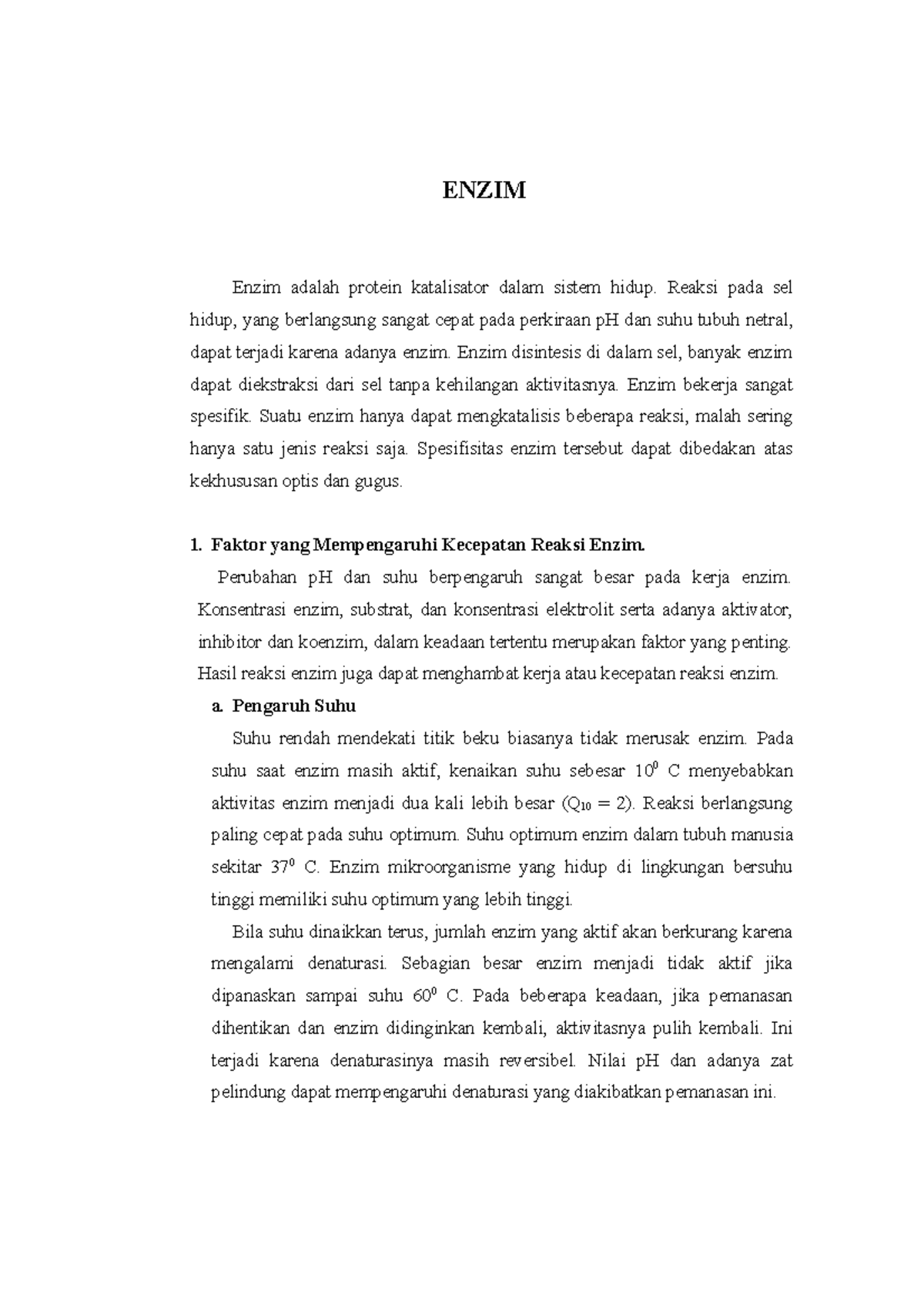 Enzim - ENZIM Enzim adalah protein katalisator dalam sistem hidup ...