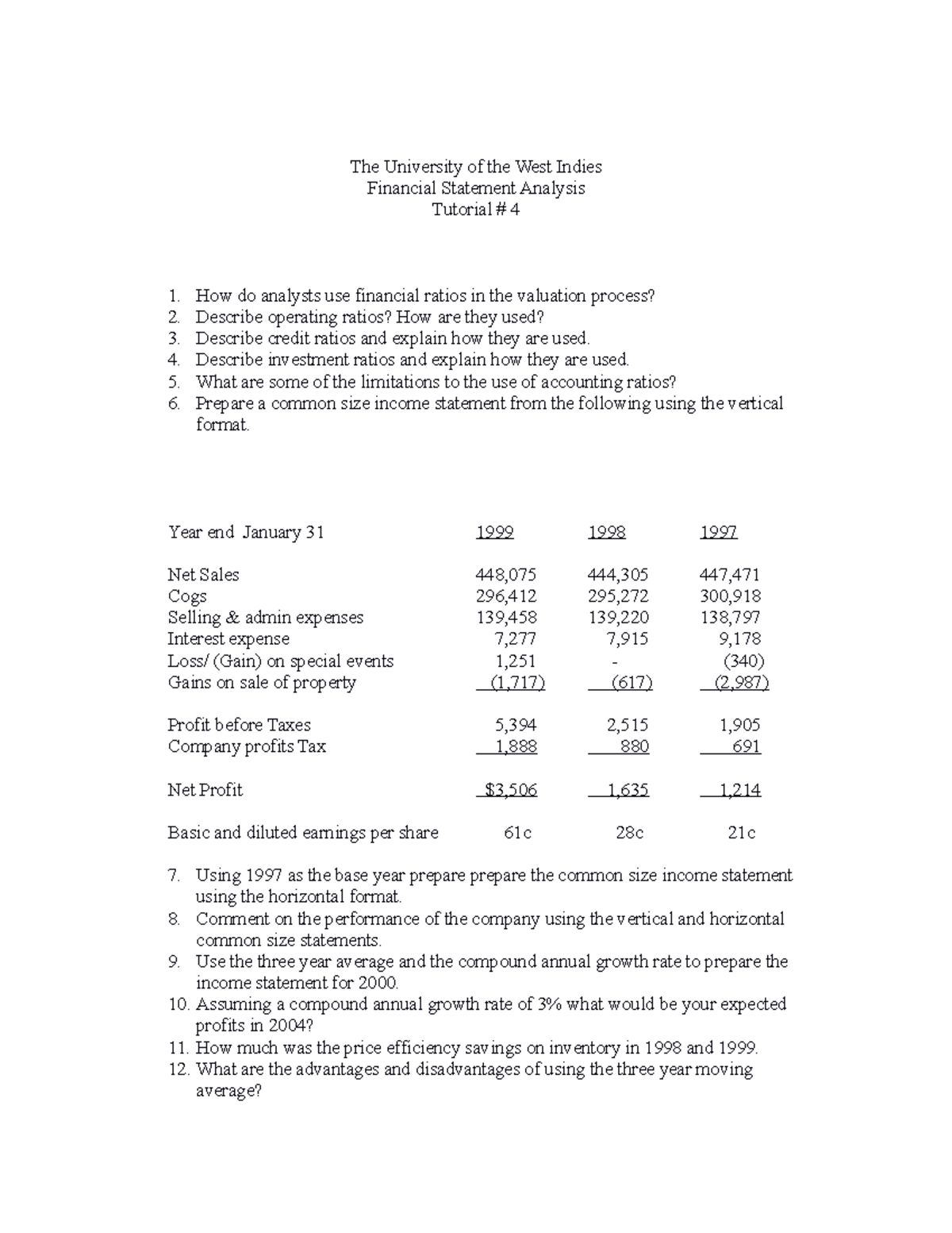 Ms 38i tut4 - Financial Statement Analysis ACCT3064 - The University of ...