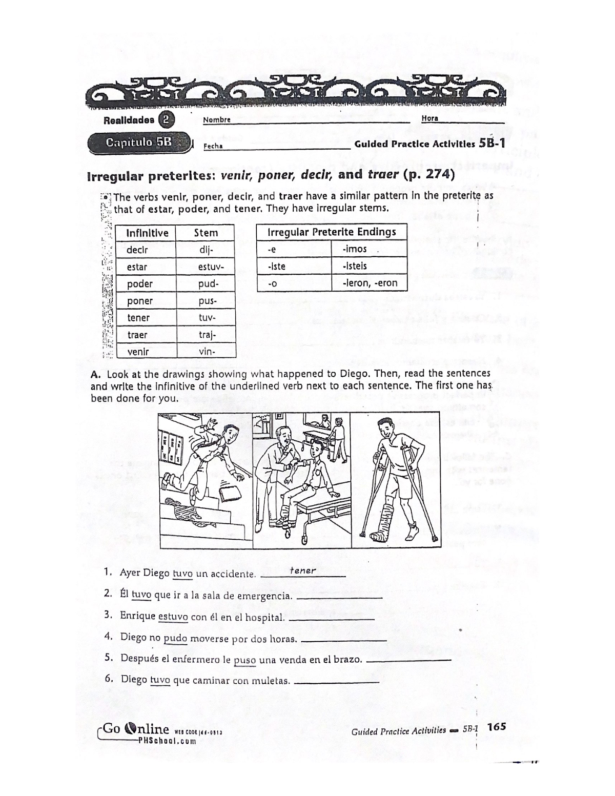 Guided Grammar 5BII - Practice - 6 ext EXC roo Realidades 2 Nombre Hora ...