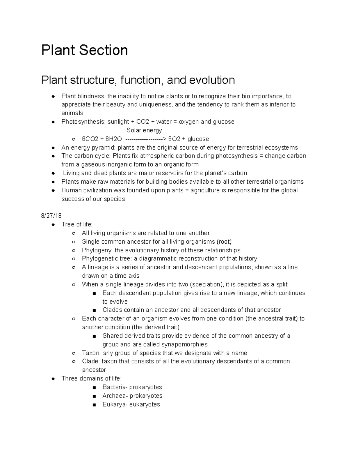 BSC2011 Notes - Plant Section Plant structure, function, and evolution ...