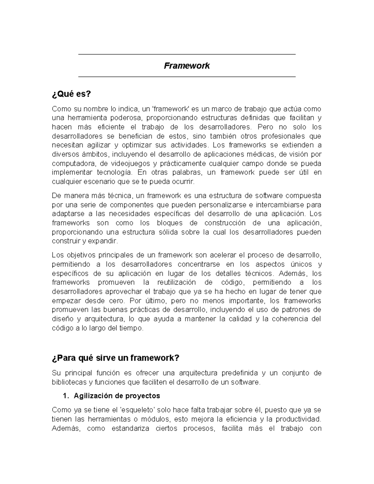 Frameworks, caracetísticas, qué son - Framework ¿Qué es? Como su nombre ...