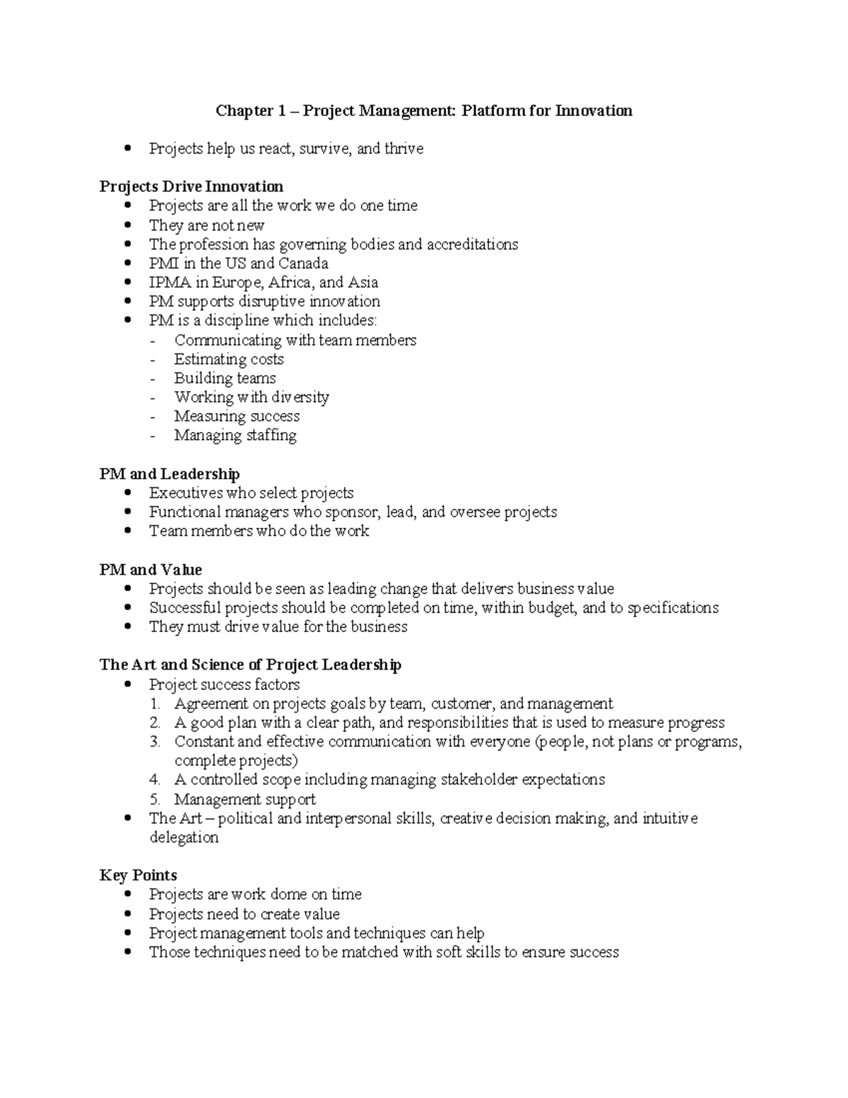 Chapter 1 - Chapter 1 – Project Management: Platform for Innovation ...