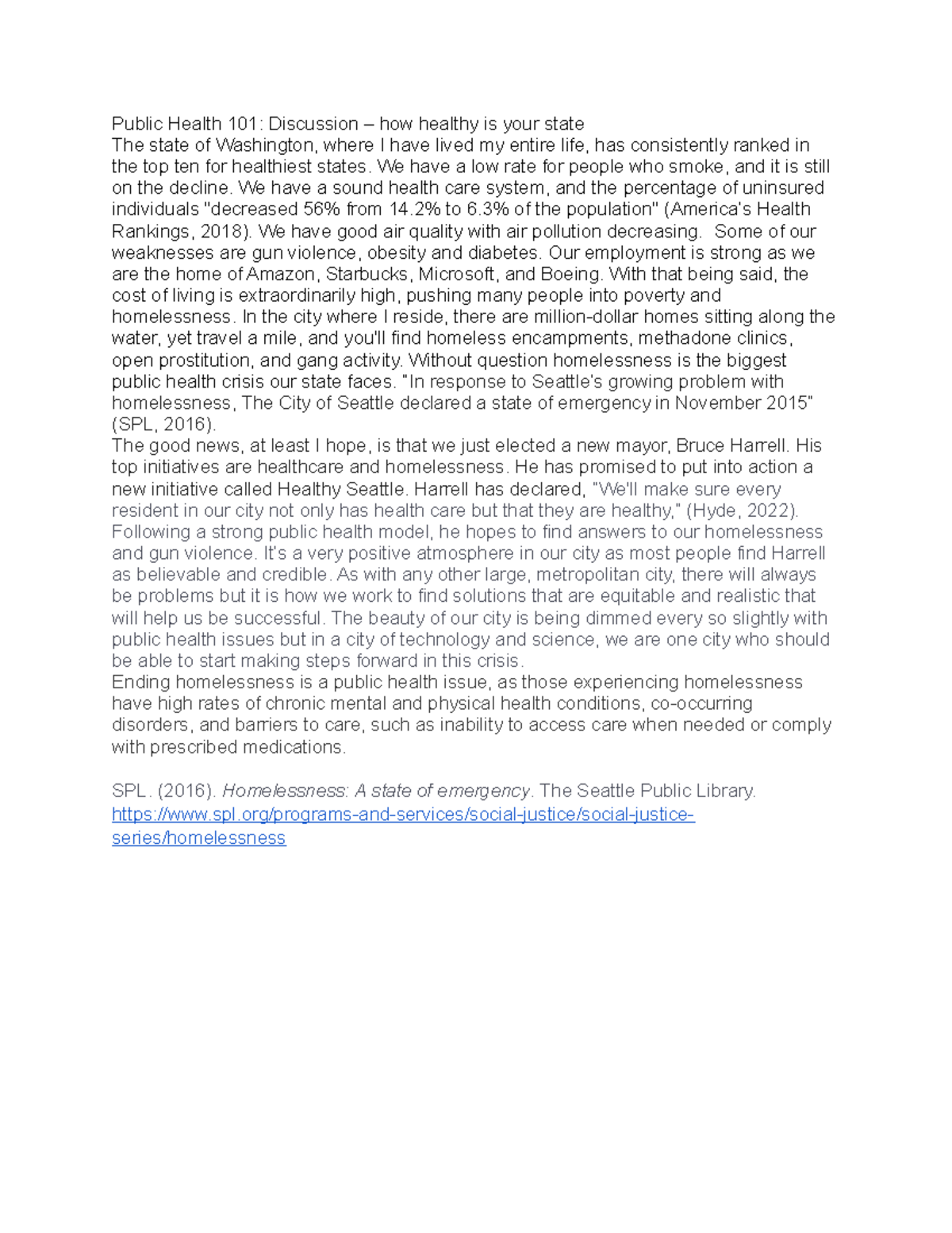 PHE101 discussion - Public Health 101: Discussion – how healthy is your ...