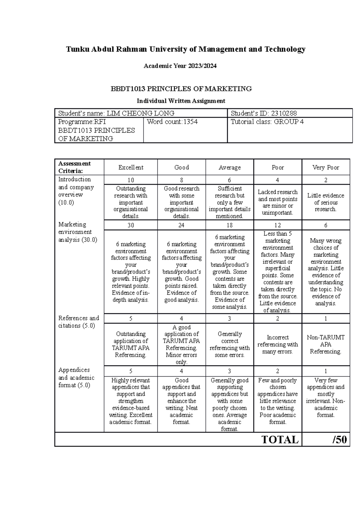 Marketing individual assignment - Tunku Abdul Rahman University of ...