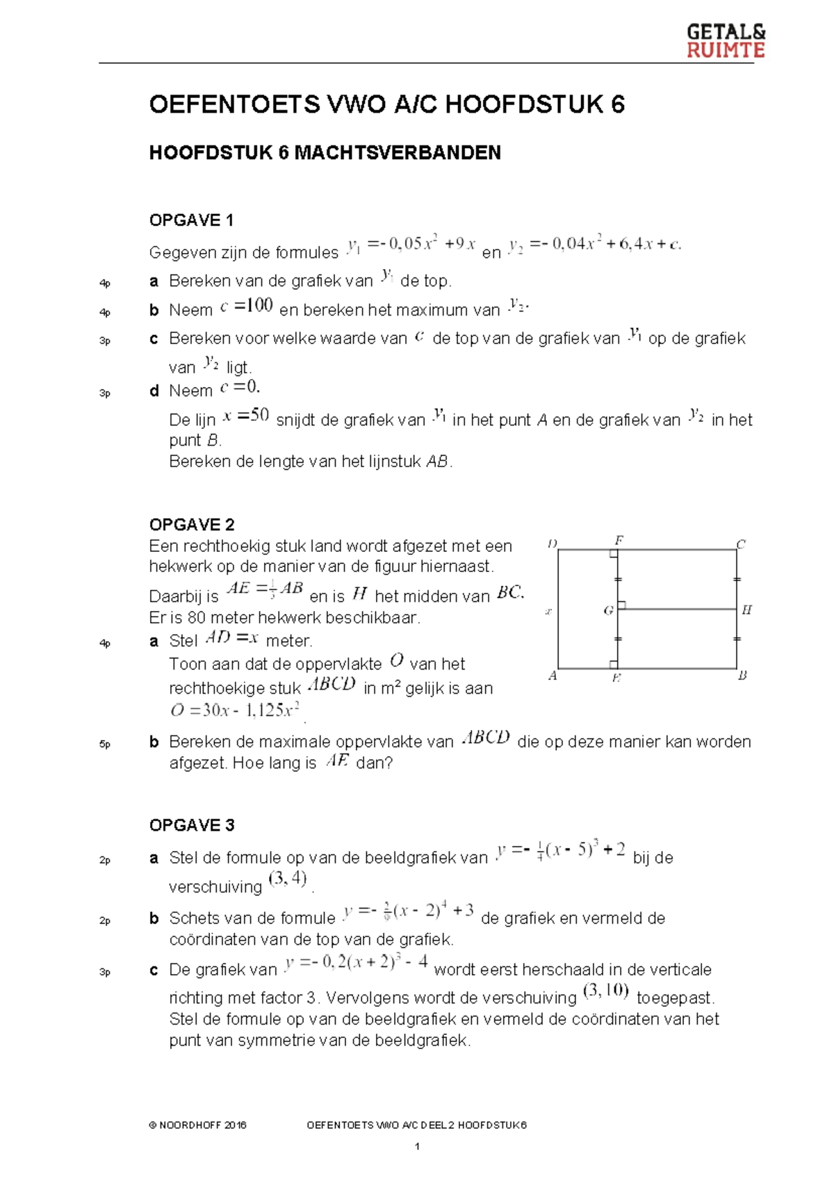 H6 Oefentoets Wiskunde A - OEFENTOETS VWO A/C HOOFDSTUK 6 HOOFDSTUK 6 ...