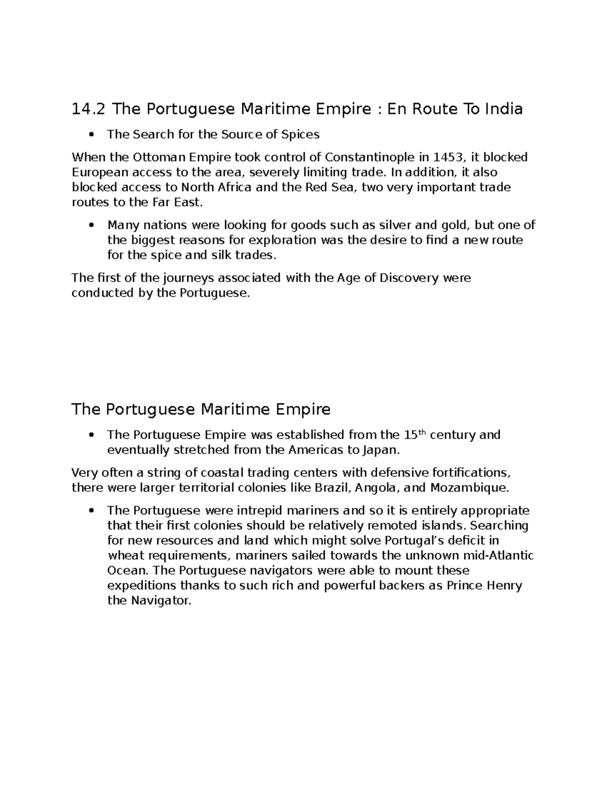 14.2 World Socities - 14 The Portuguese Maritime Empire : En Route To ...