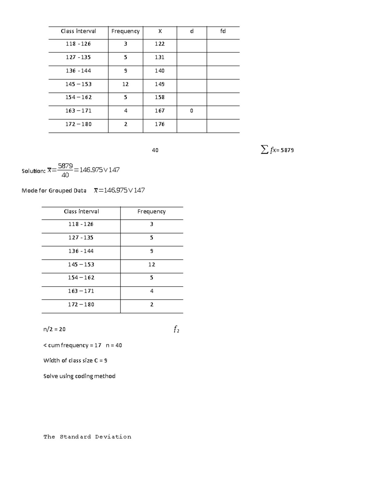Stats-5 - Stats notes - Solution: x= Solve using coding method The ...