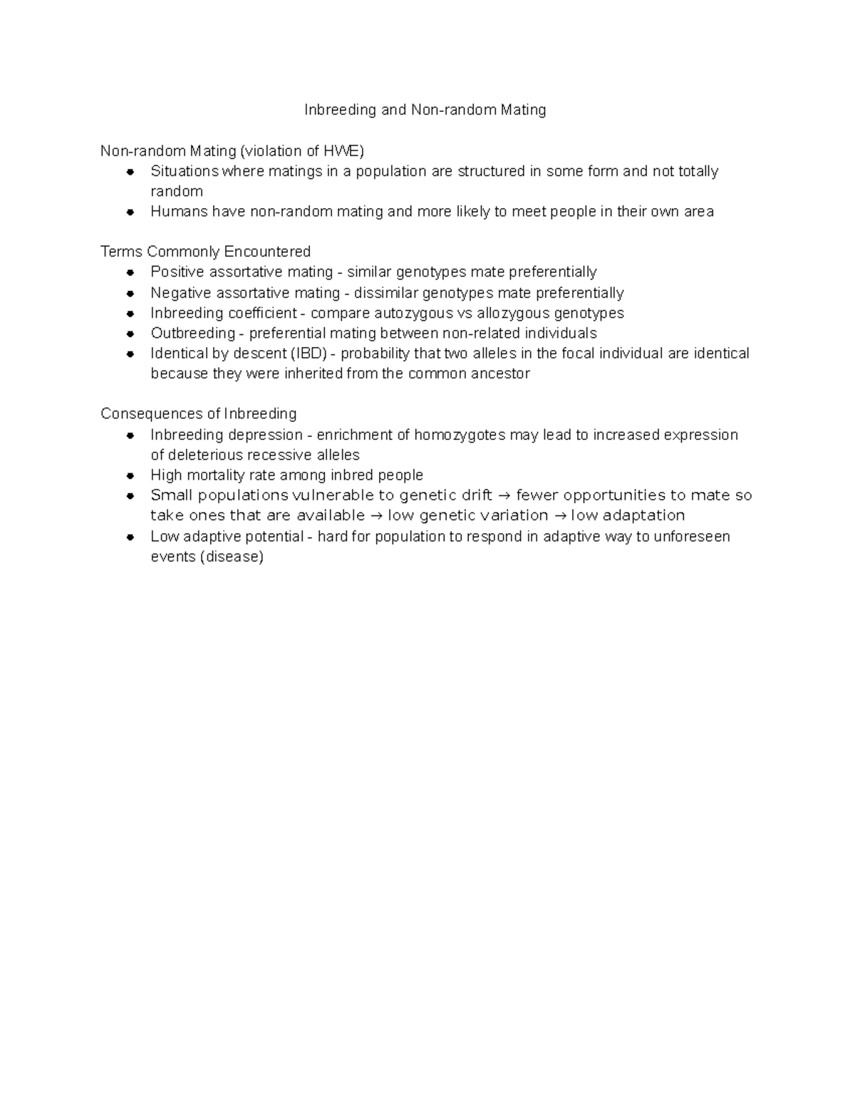 Eeb 120 Inbreeding And Non Random Mating Inbreeding And Non Random Mating Non Random Mating