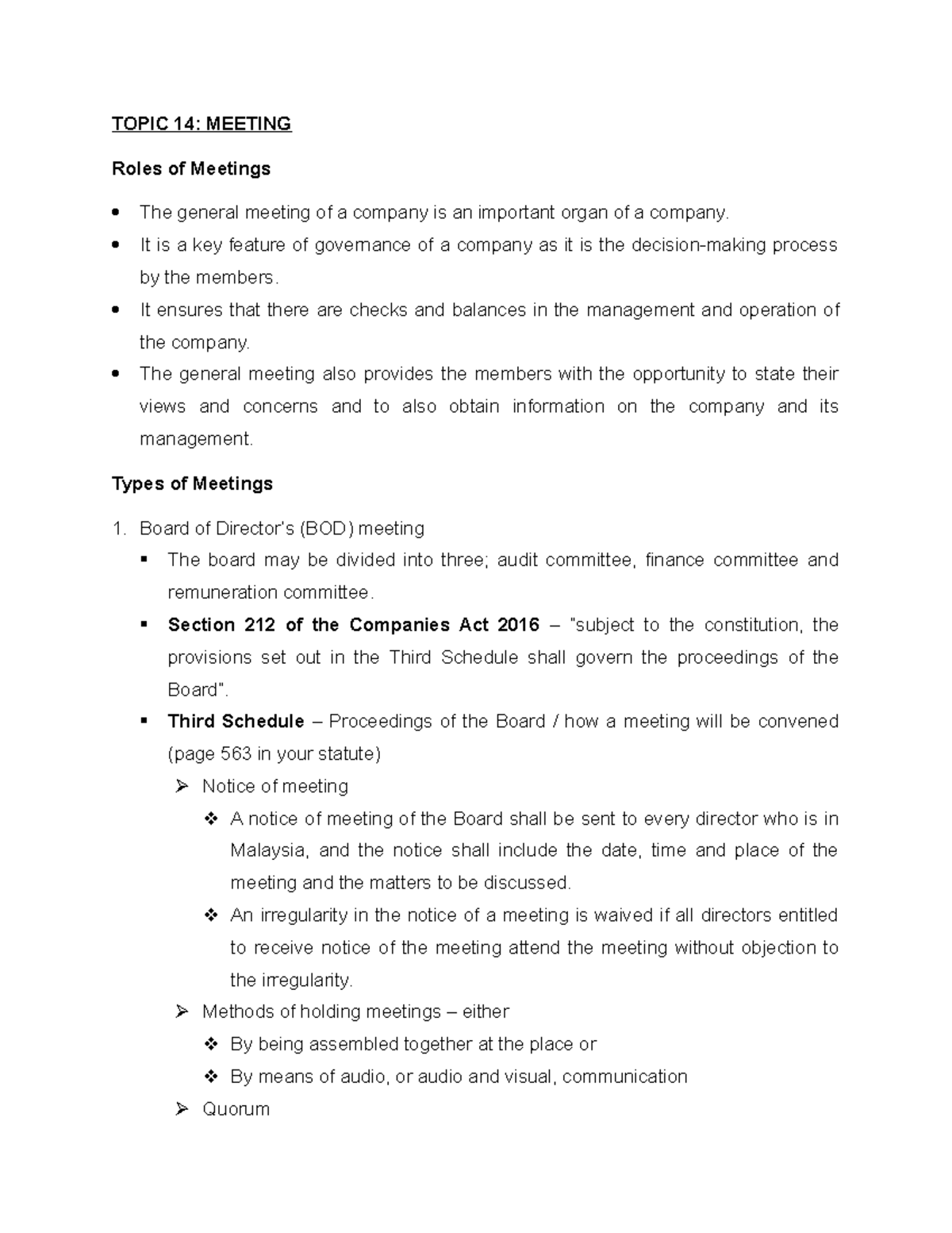 Topic 14 Meetings - my notes from the lecture - TOPIC 14: MEETING Roles ...