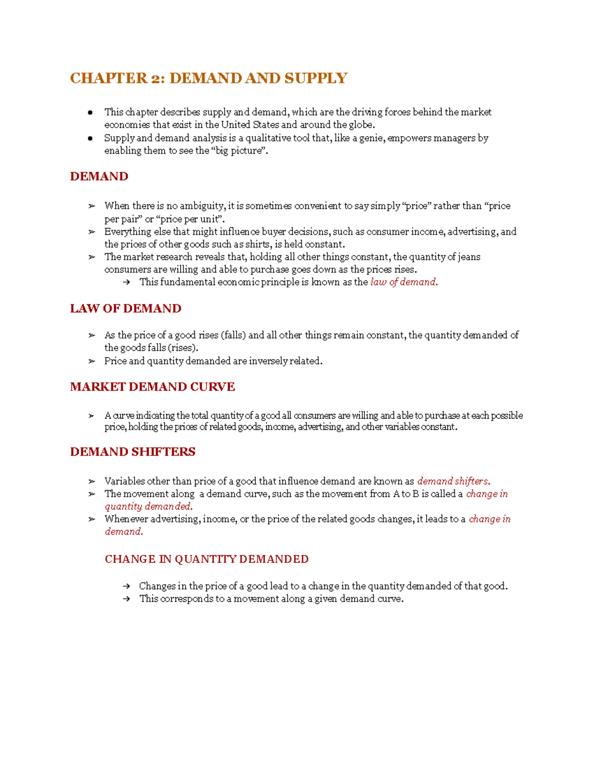 Reviewer - materials - CHAPTER 2: DEMAND AND SUPPLY This chapter ...