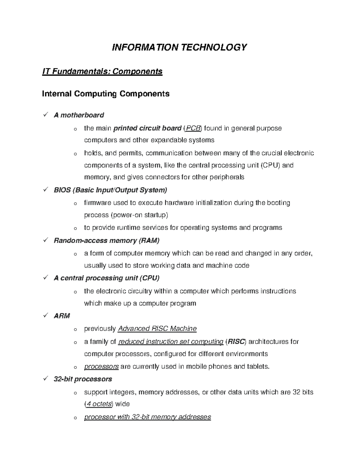 IT Fundamentals: Components - Introduction To Information Technology ...