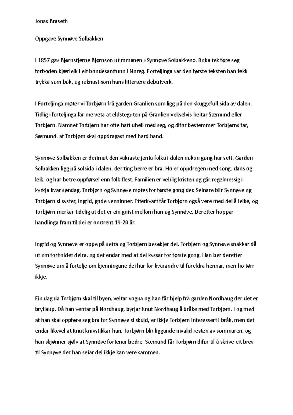 Oppgave Synnøve Solbakken - Jonas Braseth Oppgave Synnøve Solbakken I ...