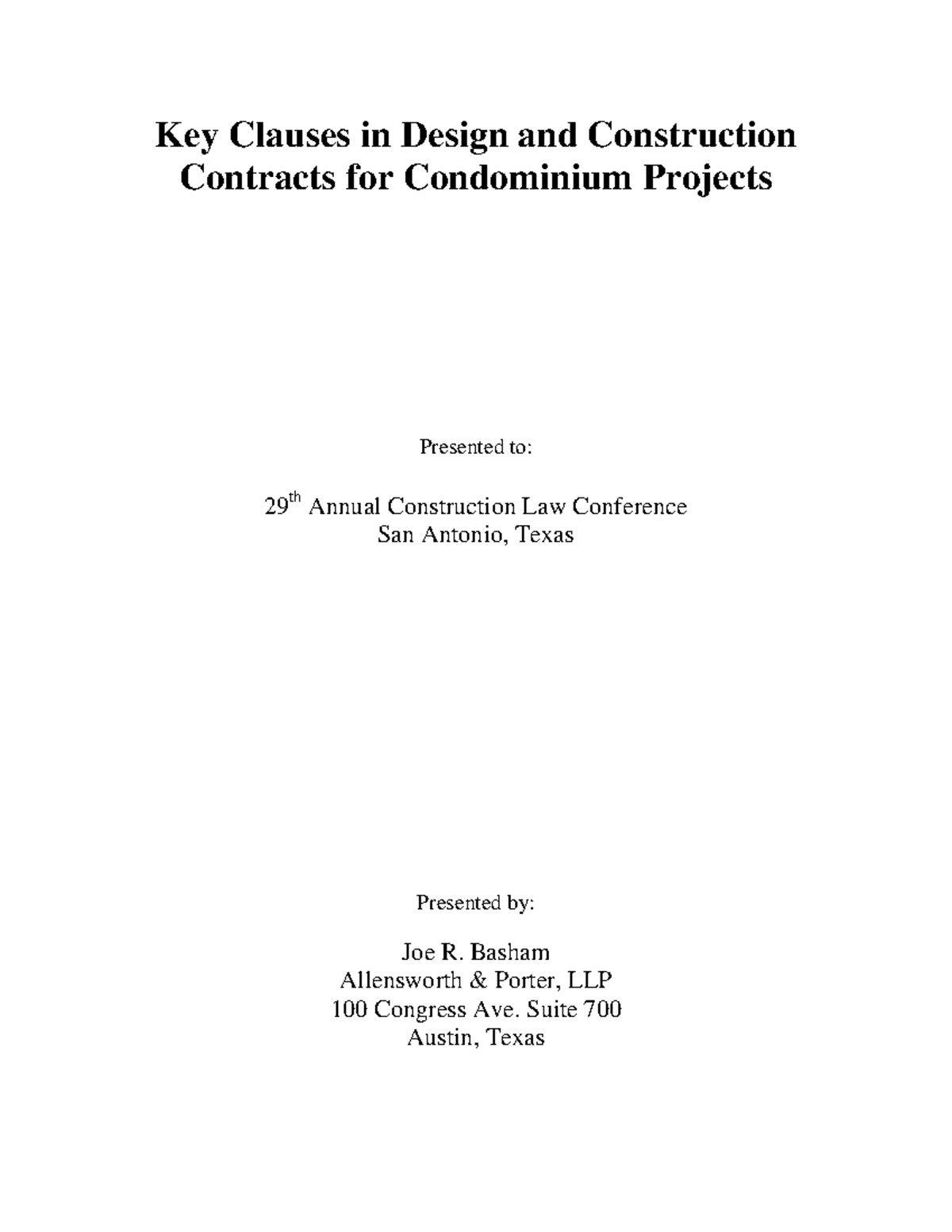 Key-Clauses-in-Contracts-for-Condominium-Projects - Key Clauses in ...