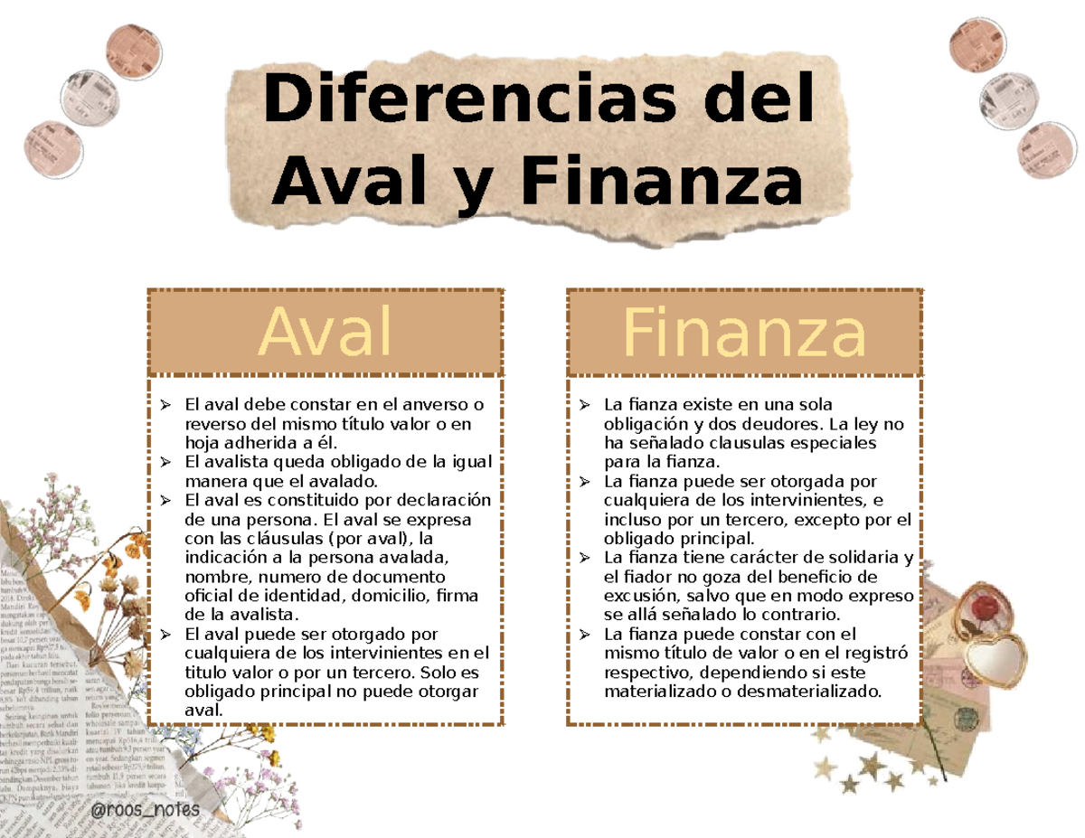 Cuadro Comparativo - Semana 15 - Diferencias del Aval y Finanza Aval El ...