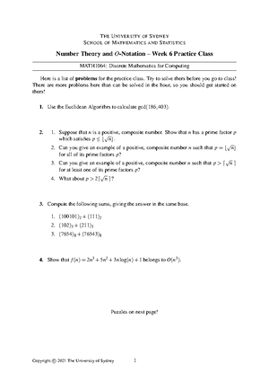 Discrete Mathematics for Computing Practice Class - Studocu