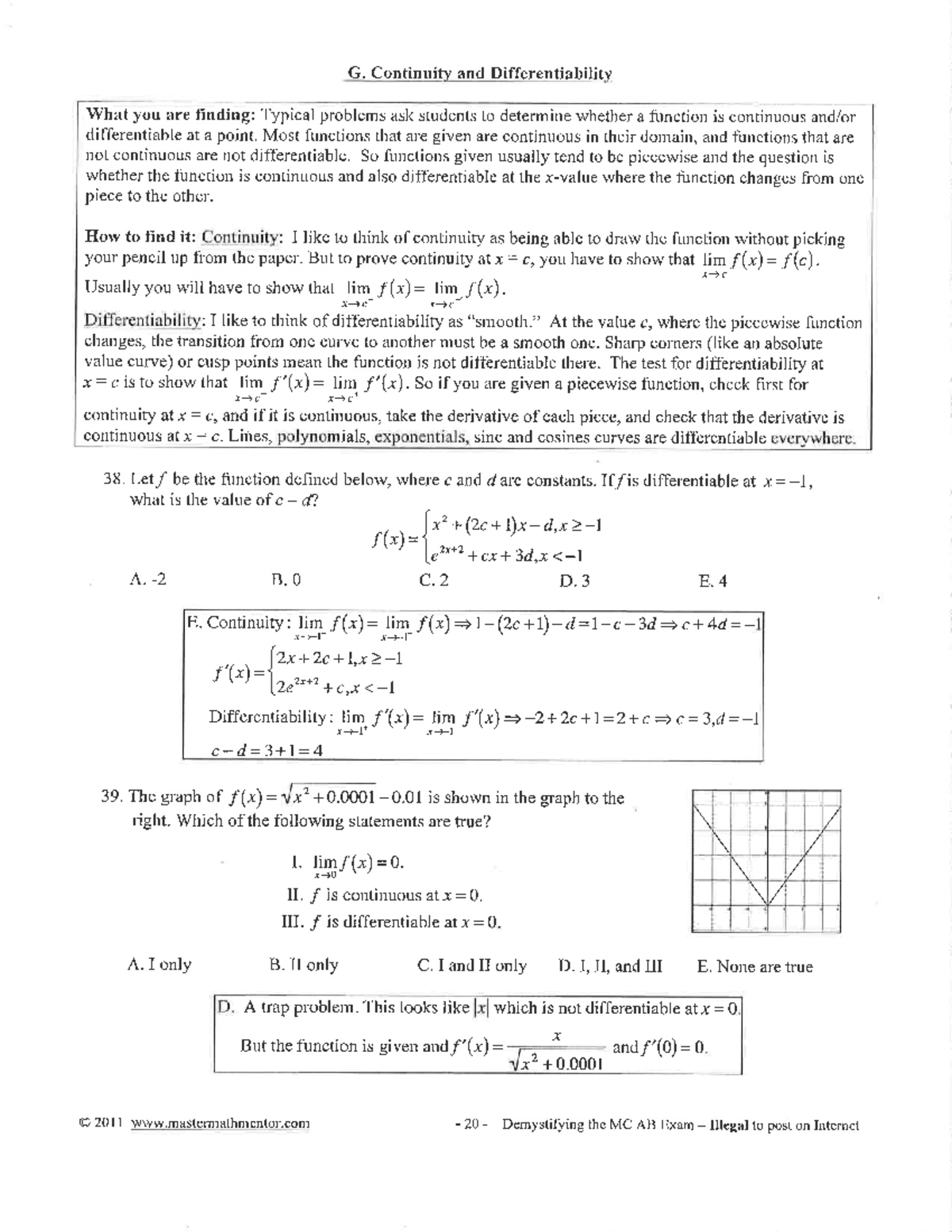Tutorial 07 - Mid Sem Exam Review - G. Continuity and Differentiability What you are finding ...