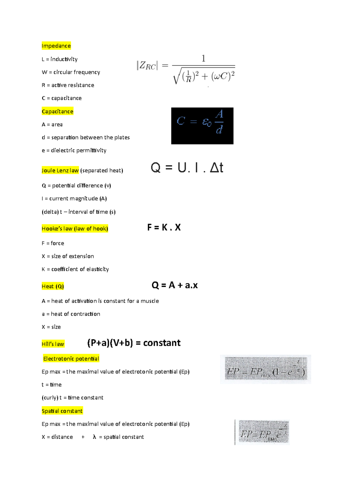 Biophysics equations - ..... - Impedance L = inductivity W = circular ...