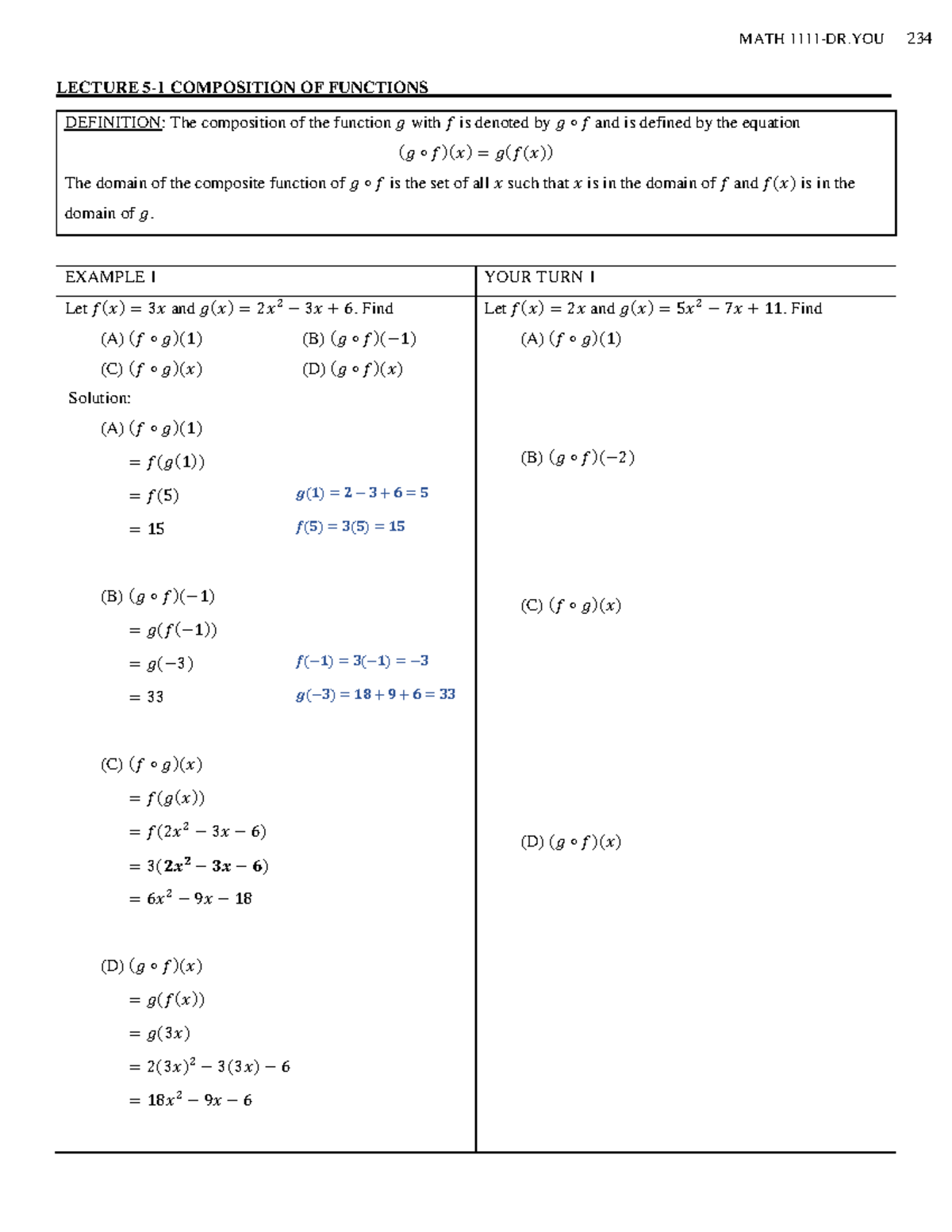 Lecture Notes - Composition of functions and Inverse function - LECTURE ...