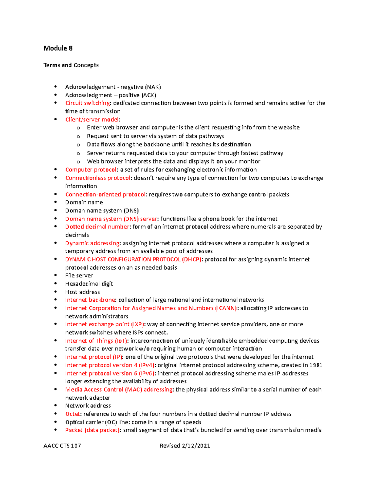 Module 8 Terms and Skills - Module 8 Terms and Concepts Acknowledgement ...