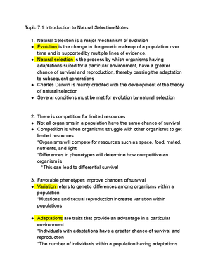 Unit 7 Student Notes 1 - U7 Assignment - AP Biology Unit 7 Student ...