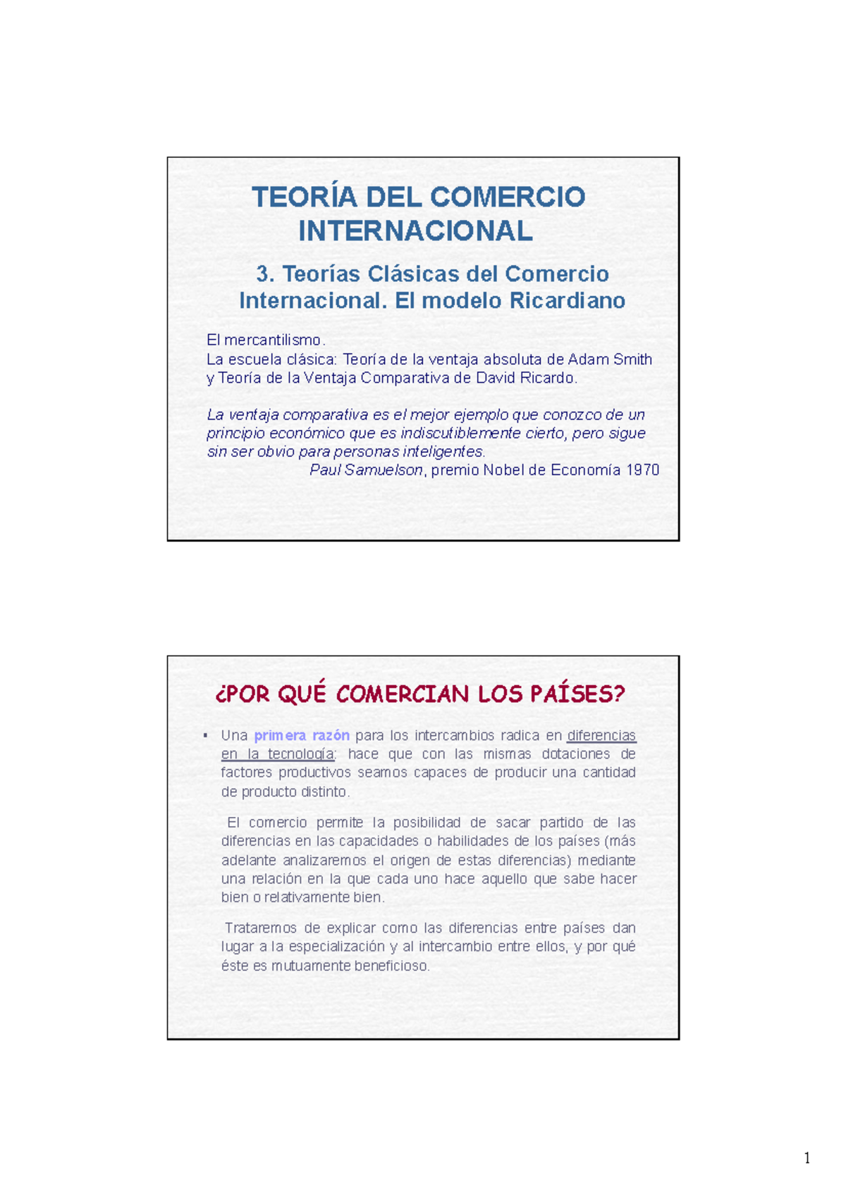 TEMA 3. Parte 1 - Teorias clasicas del comercio - 3. Teorías Clásicas del Comercio Internacional ...