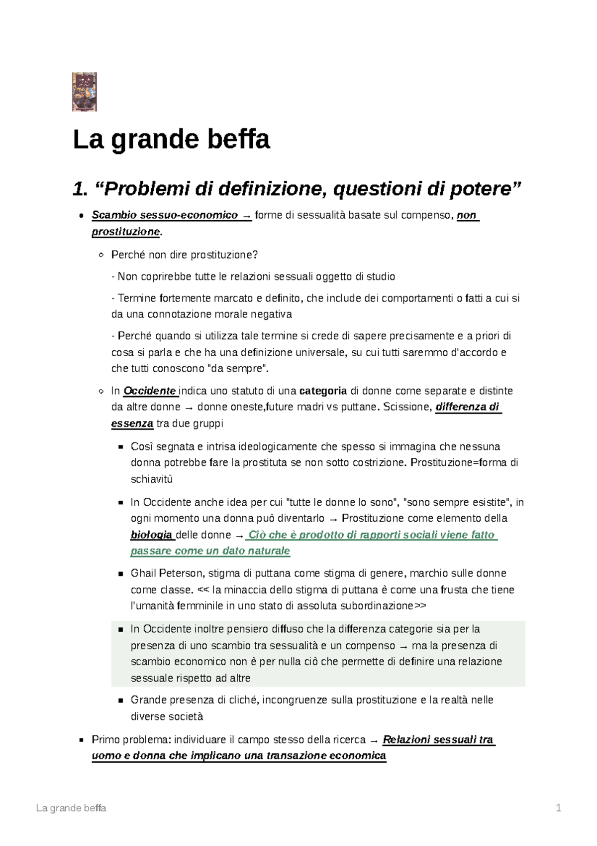 Riassunto "La Grande Beffa" Paola Tabet - La grande beffa 1. “Problemi ...