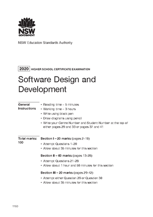 2020 hsc software design and development exam - 1150 NSW Education ...