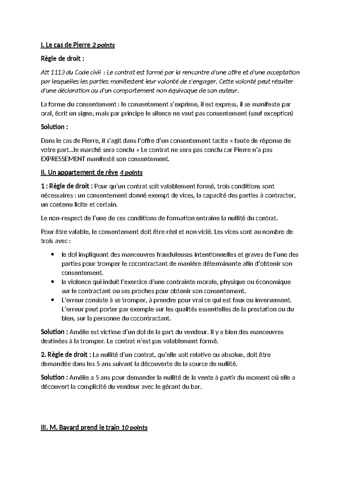 Examen 23 corrigé (10) - I. Le cas de Pierre 2 points Règle de droit ...