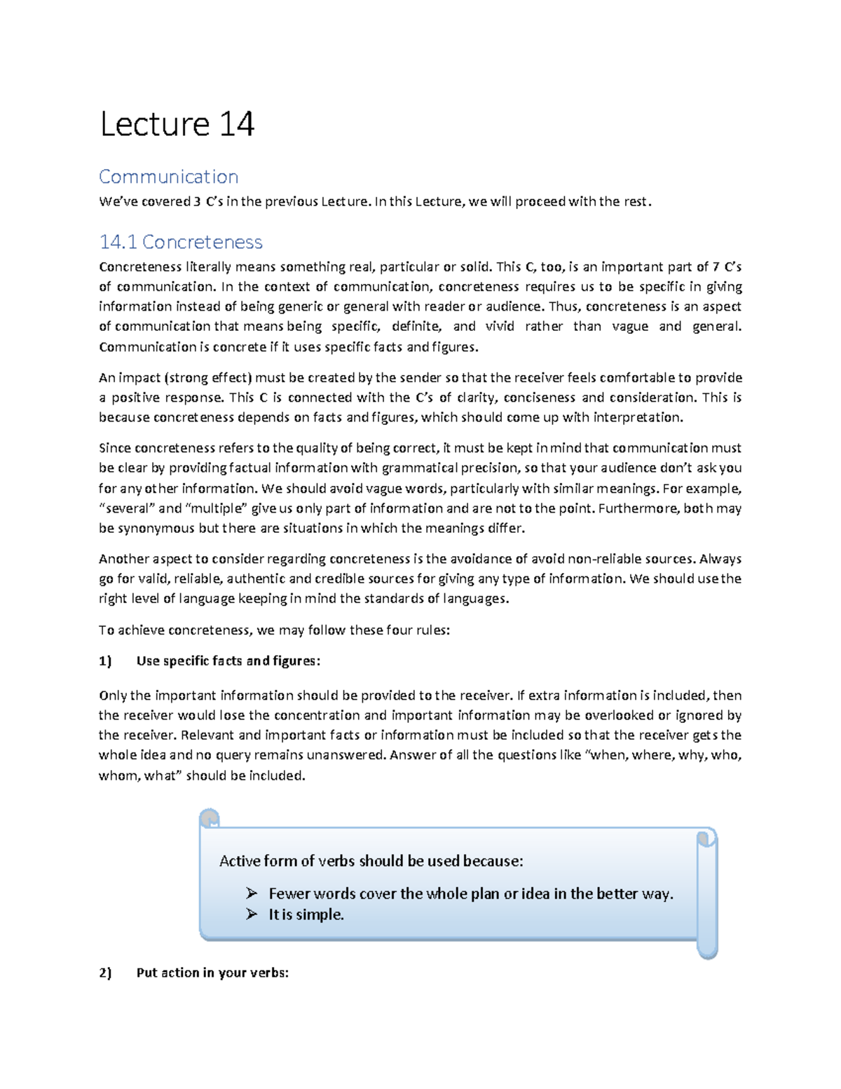 Lecture # 14 - good notes - Lecture 14 Communication We’ve covered 3 C ...