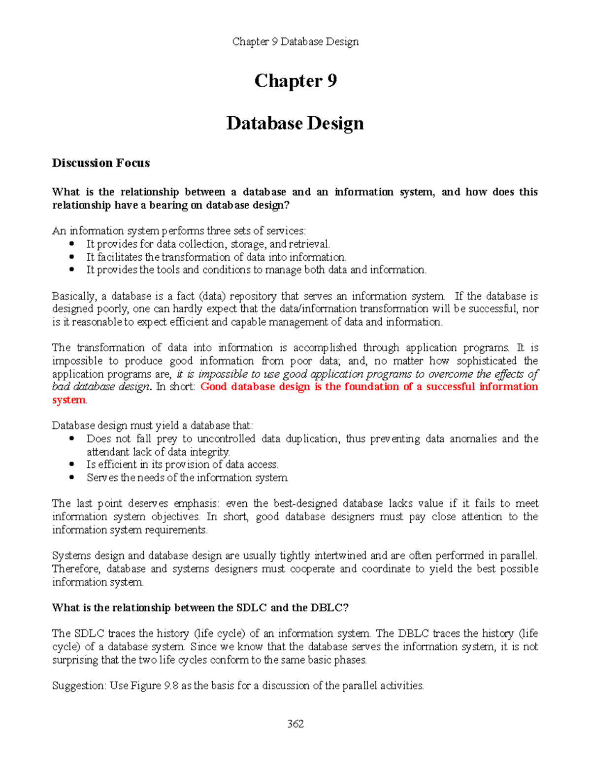 IM Ch09 Database Design Ed12 - Chapter 9 Database Design Discussion Focus What is the ...