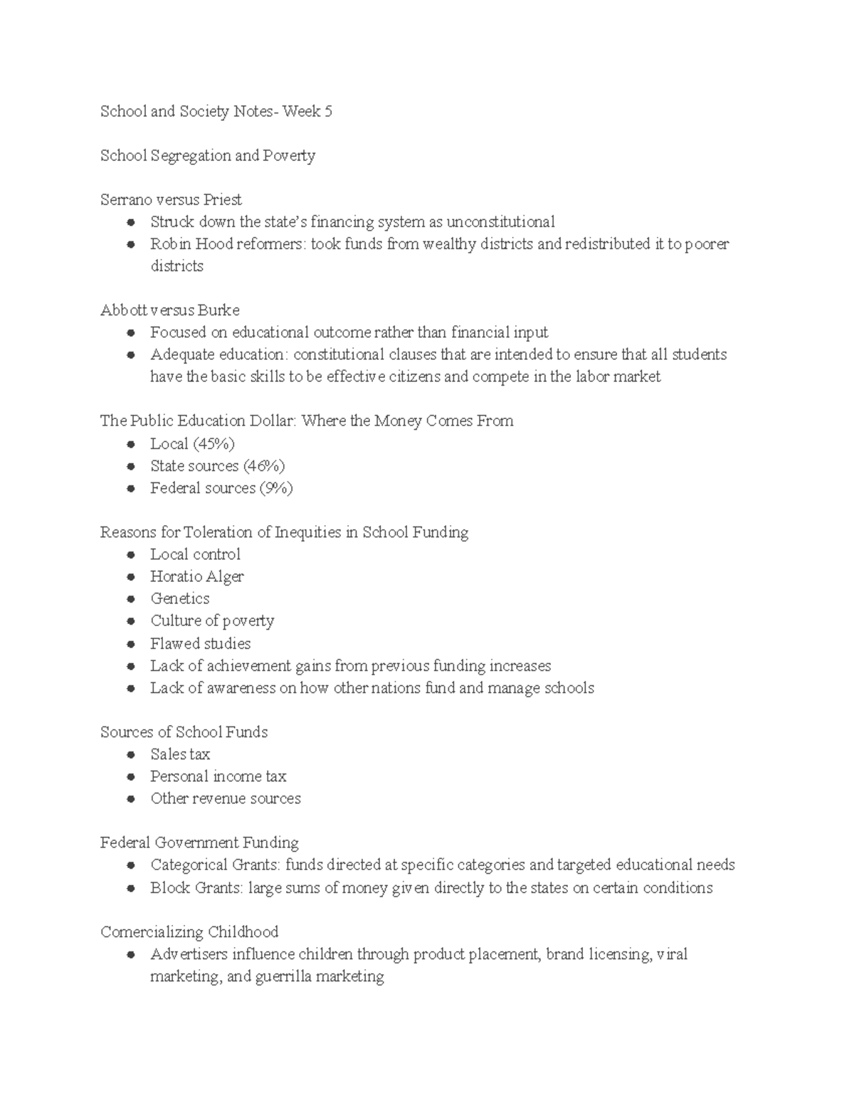 School and Society Notes- Week 5 - Outline minimun curricular and ...