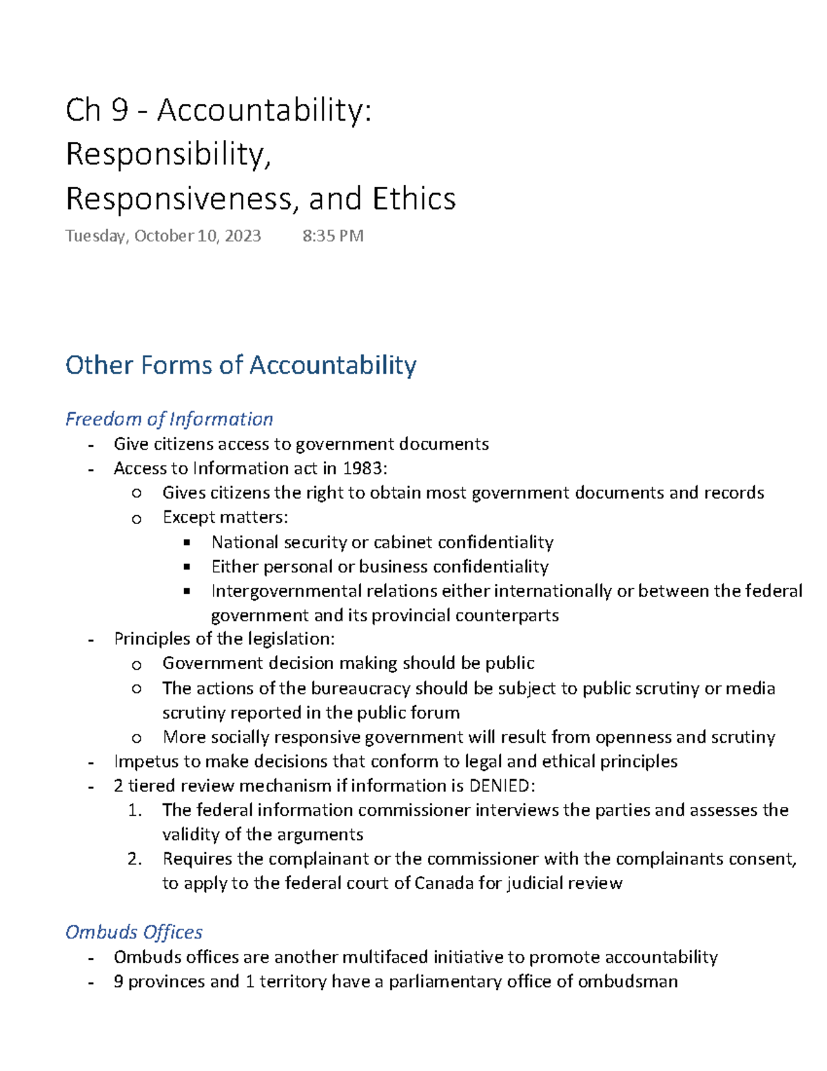 Ch 9 - Accountability Responsibility - Other Forms of Accountability ...