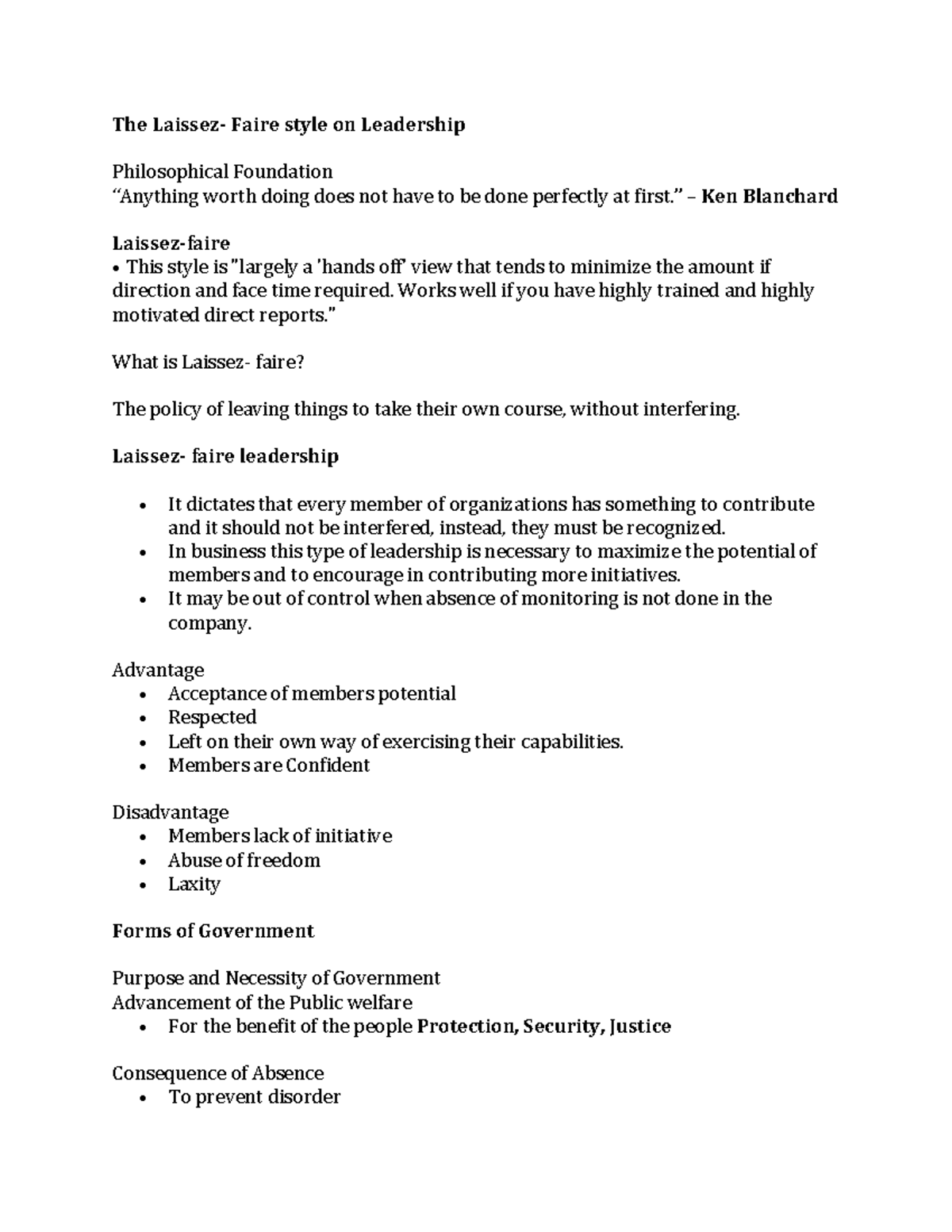 FCL5 P - The Laissez- Faire style on Leadership Philosophical ...