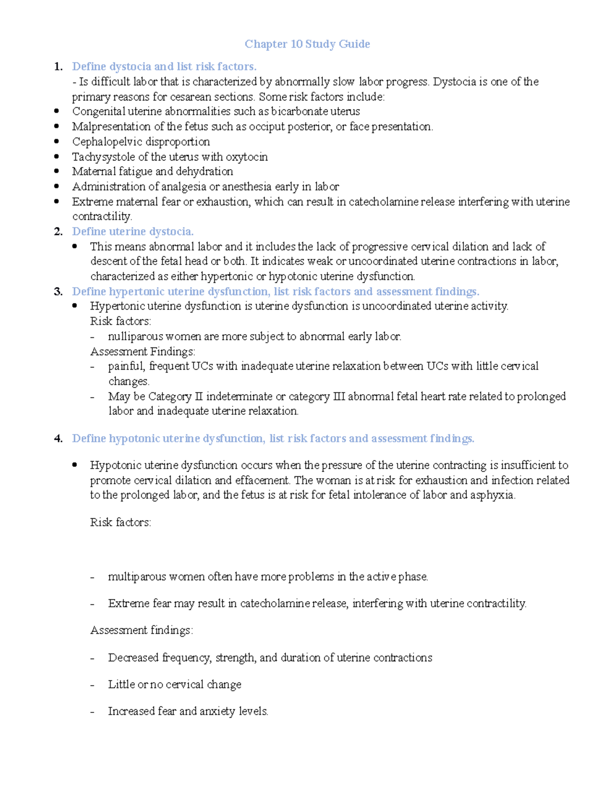 NRSG233 Study Guide 10 2023 Spring - Chapter 10 Study Guide Define ...