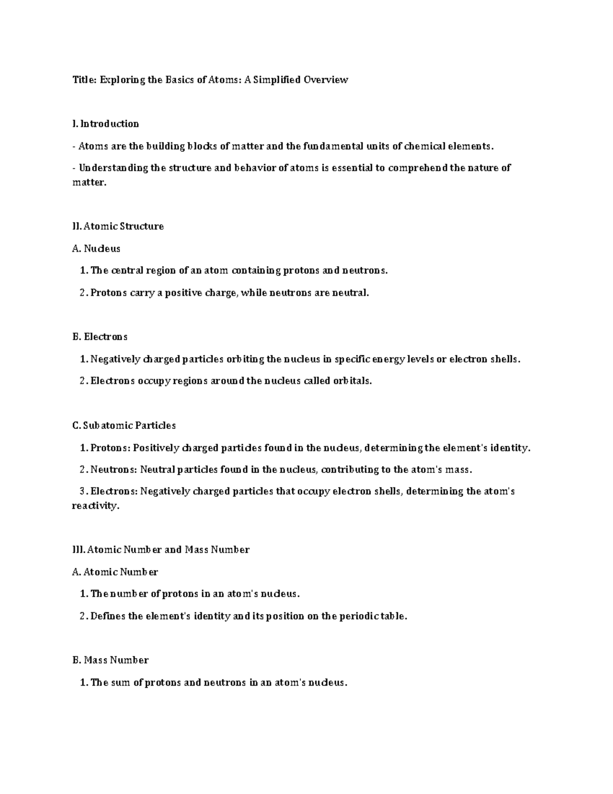 How atoms work - Title: Exploring the Basics of Atoms: A Simplified ...