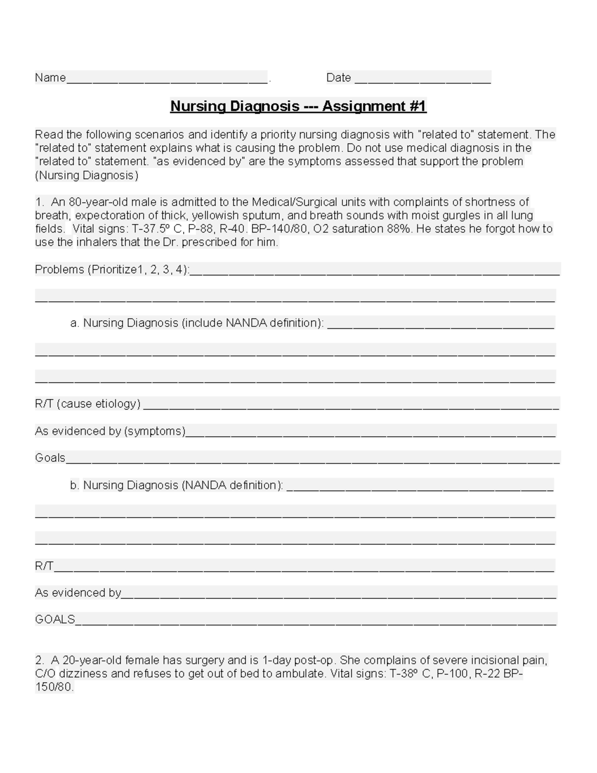 Care Plan Worksheet (1)-1 - Name_______________________________. Date