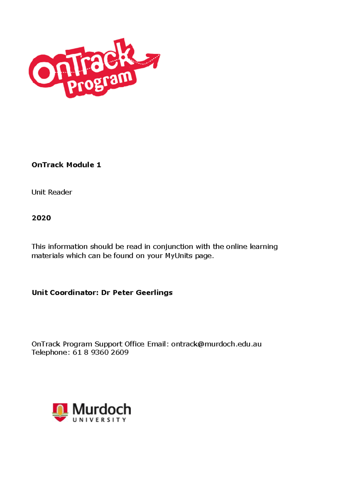 Unit Reader Module 1 (WEEK 1) - OnTrack Module 1 Unit Reader 2020 This ...