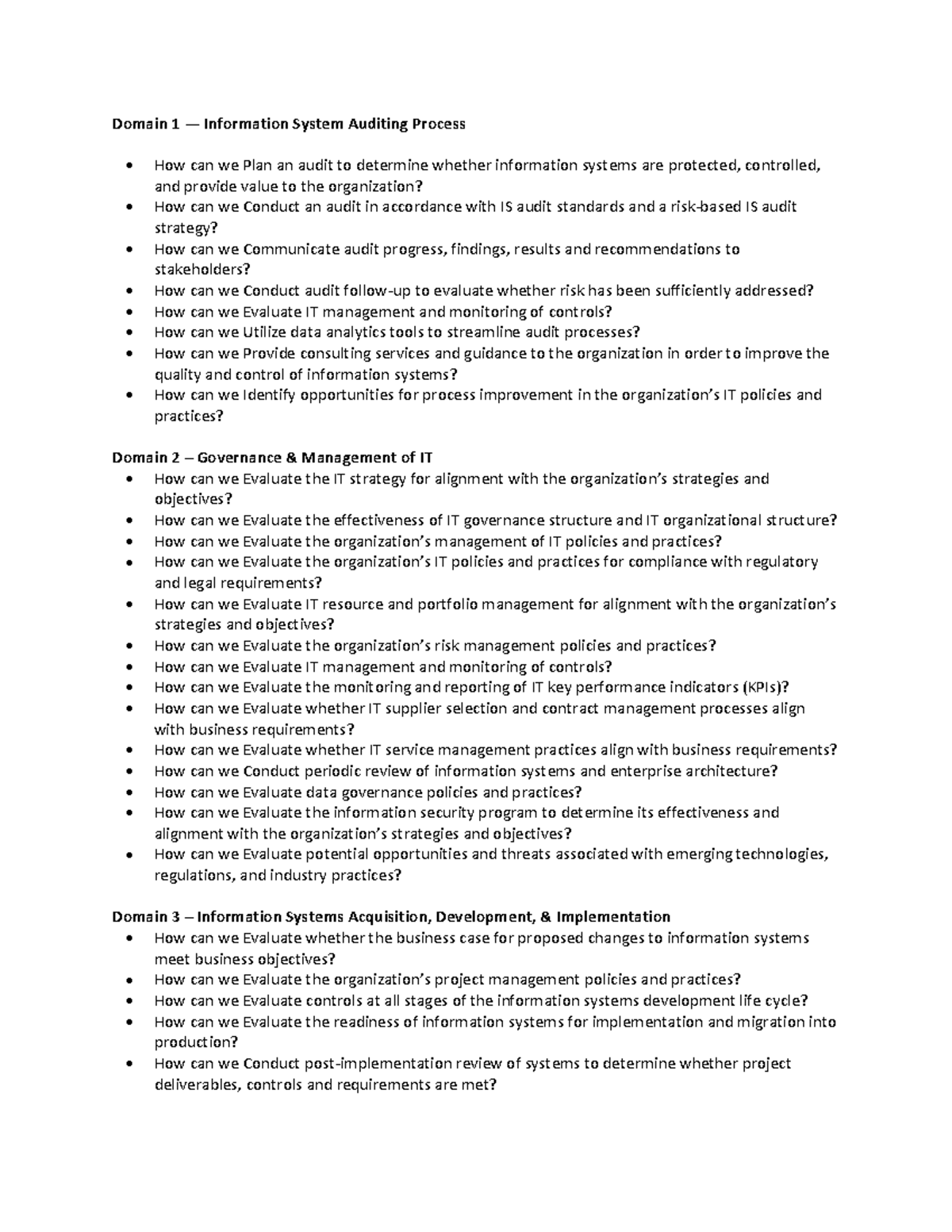 Cisa Cism Cissp Interview Questions Cissp Practices Test - Domain 1 ...