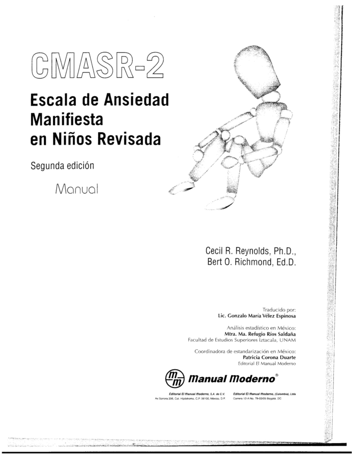 Cmasr 2 Manual Practico - Escala de Ansiedad Manifiesta en Niños Revisada Segunda edición Manual ...