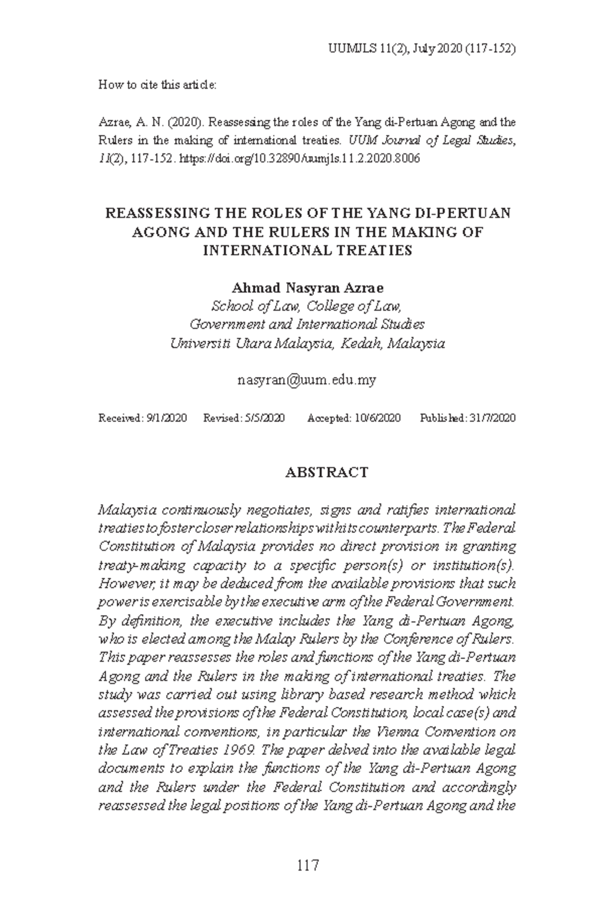 Role of rulers - Notes - How to cite this article: Azrae, A. N. (2020 ...