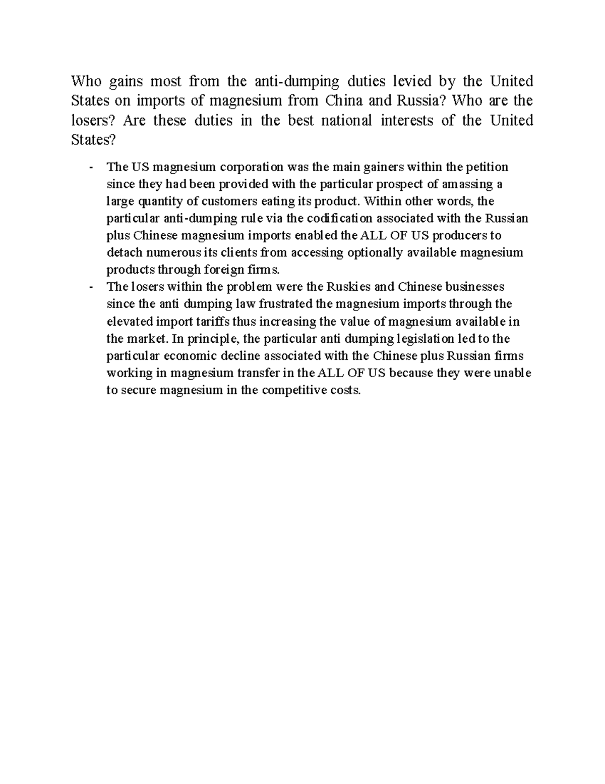 Case study 2 19 - trang - Who gains most from the anti-dumping duties ...