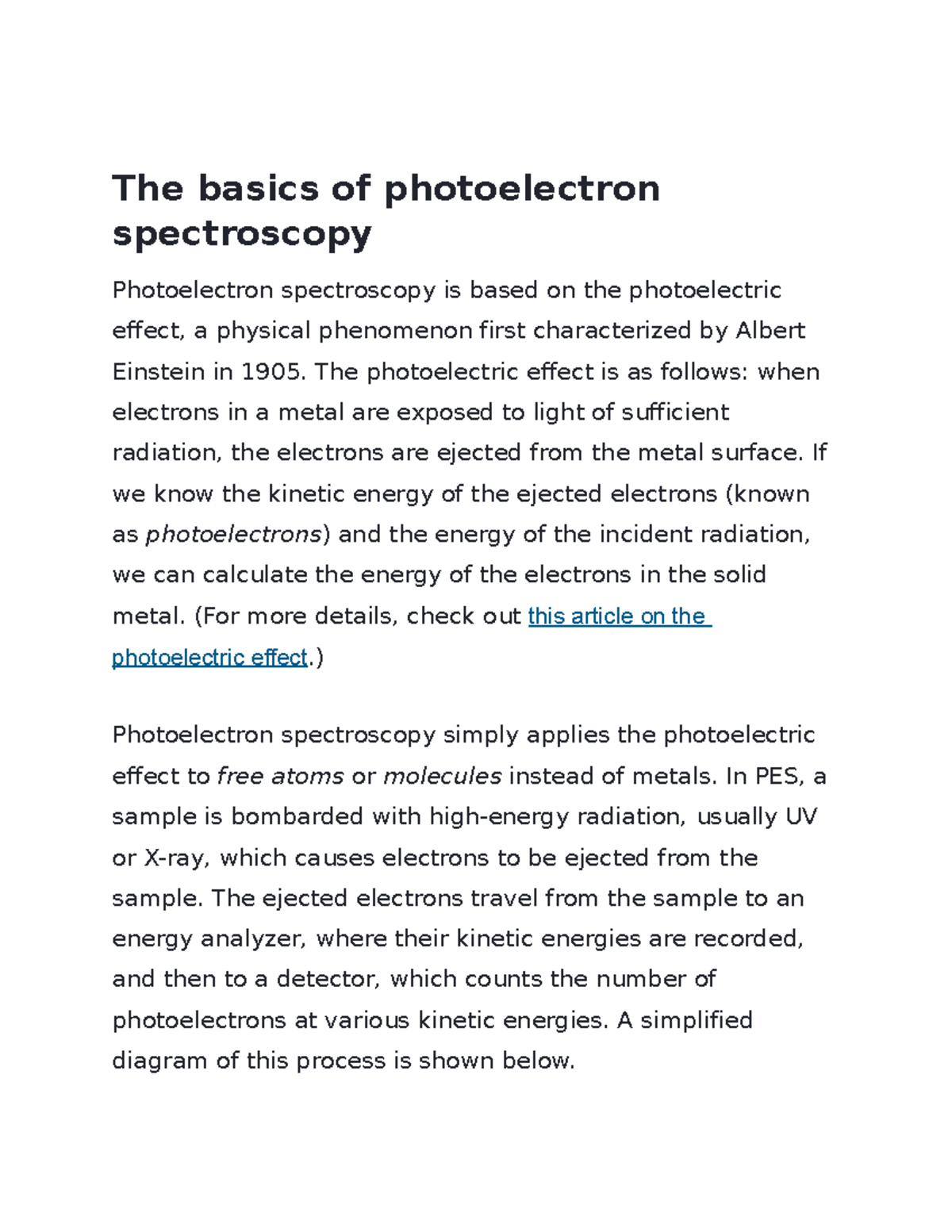 The basics of photoelectron spectroscopy - The basics of photoelectron ...