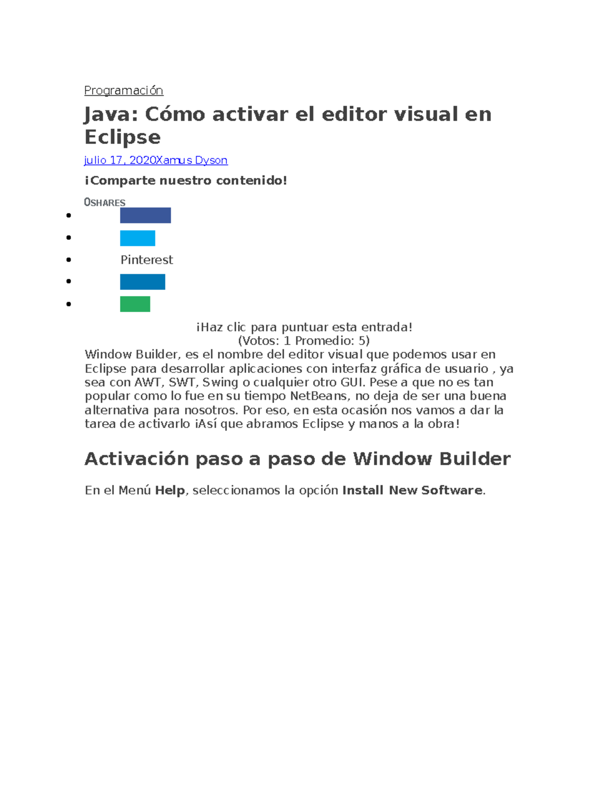 Instalar Window Builder JAVA GUI - Programación Java: Cómo activar el ...