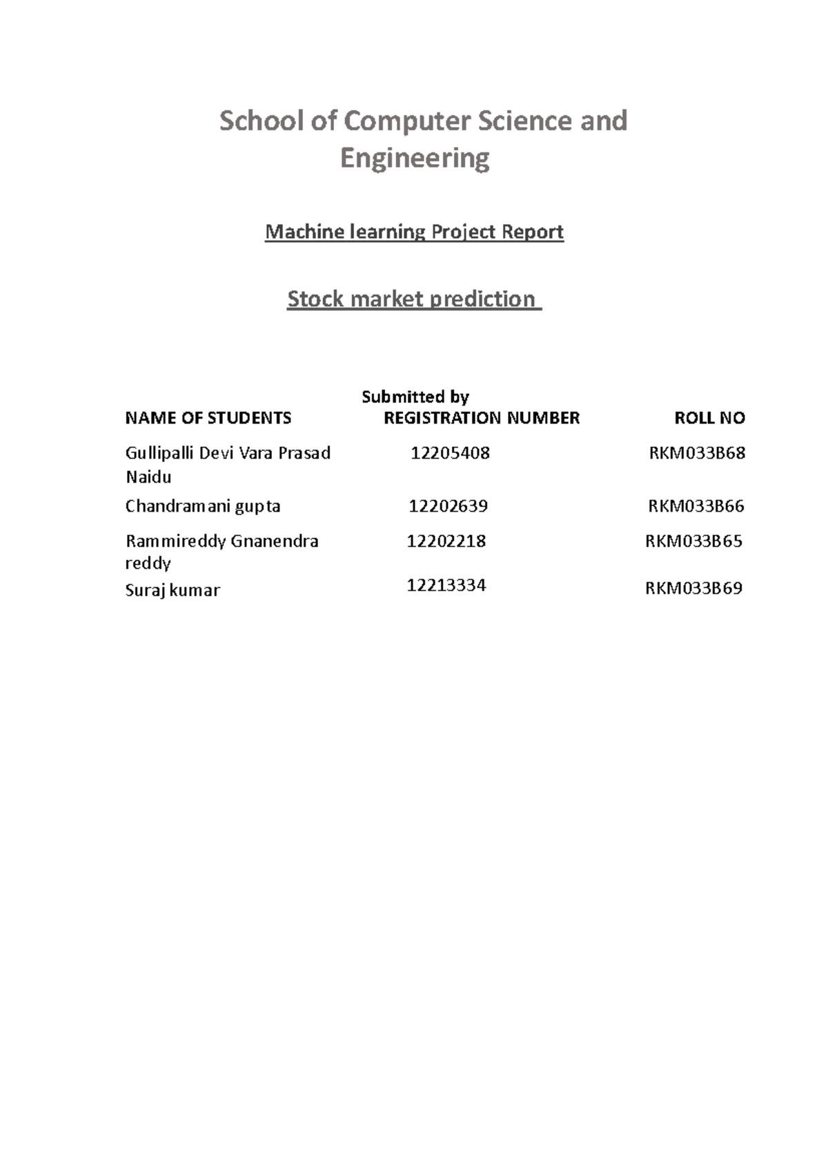 Stock market prediction - School of Computer Science and Engineering ...