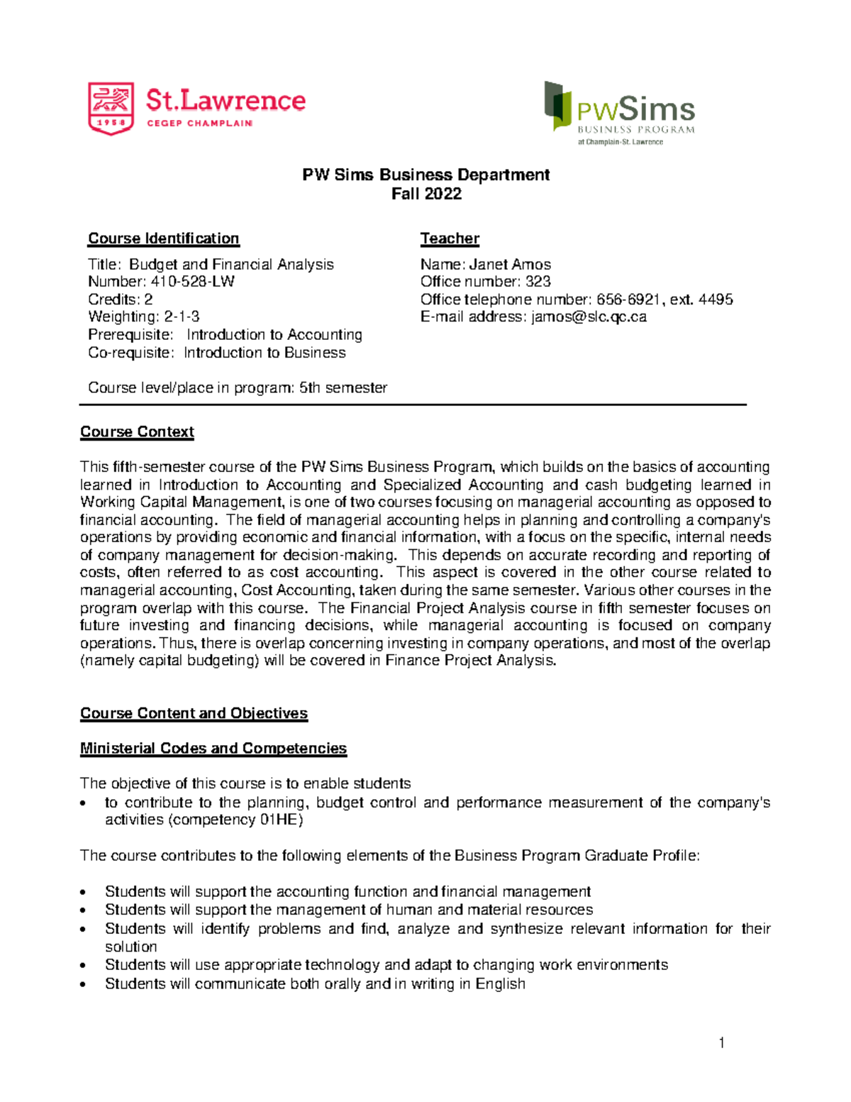 Course Outline 410-528-LW Budget and Financial Analysis JA F2022 - PW ...
