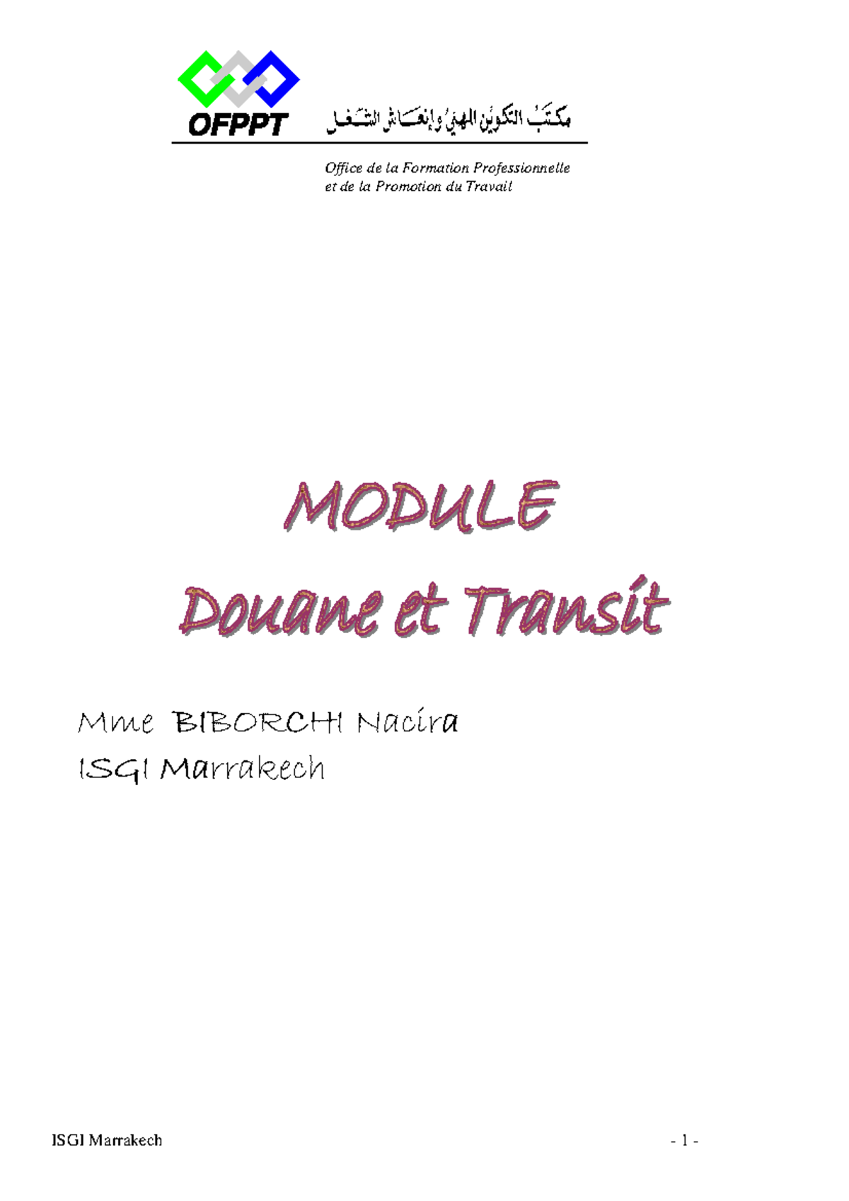 douane_et_transit_1-TER-TSC.pdf - Office de la Formation Professionnelle et de la Promotion du ...