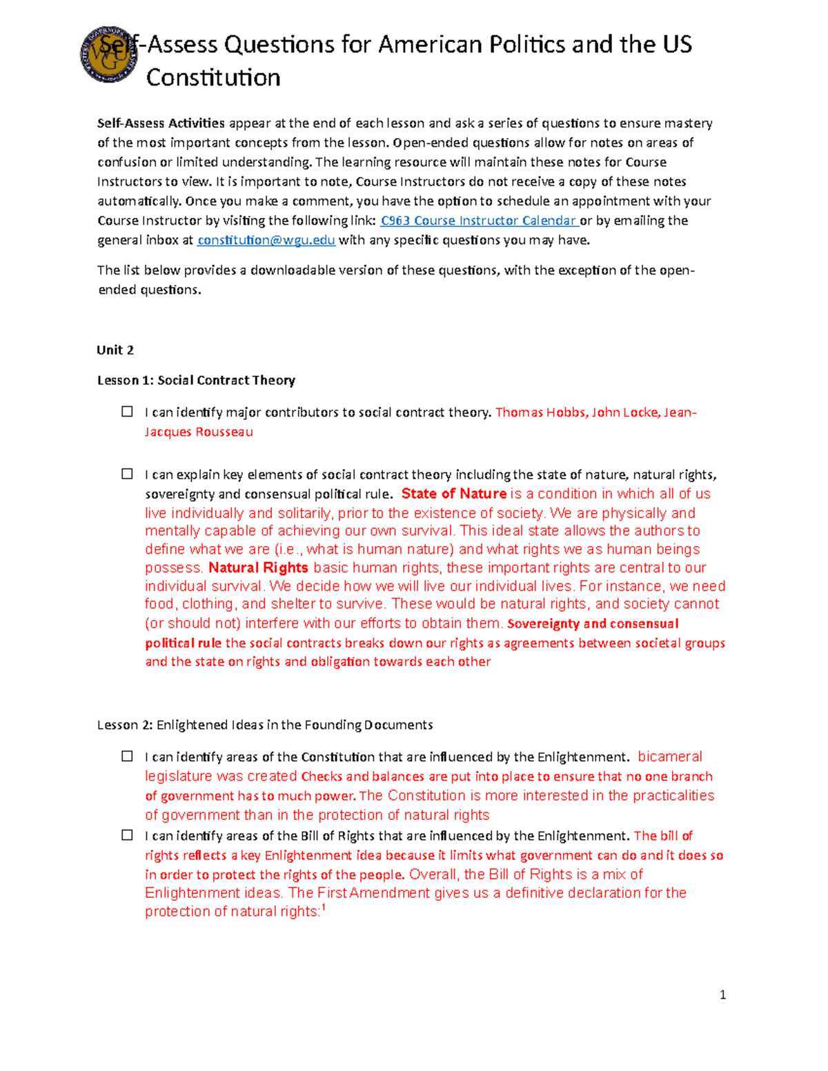 American Politics and US Constitutiion 1 - Constitution Self-Assess ...