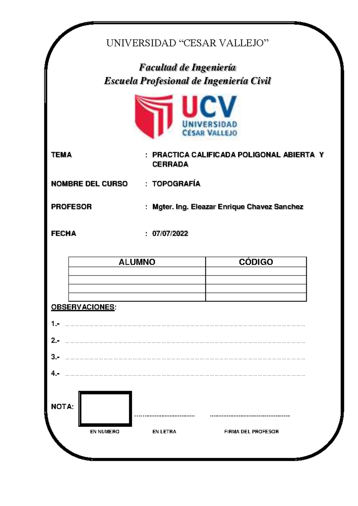 Practica Calificada Poligonacion Topografica - UNIVERSIDAD Practica Calificada Poligonacion Topografica - UNIVERSIDAD